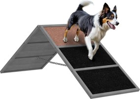 PawHut Rampa pro psí sporty, vybavení pro psí sporty, rám ve tvaru písmene A, protiskluzový povrch, 173 x 59 x 66 cm, šedá barva