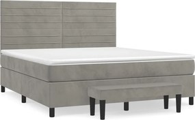 Box spring postel s matrací světle šedá 160x200 cm samet 3137911