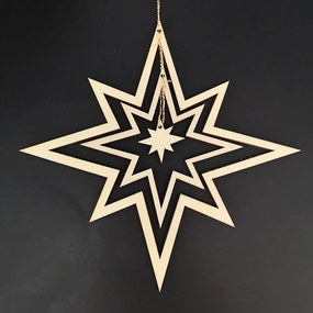 AMADEA Dřevěná ozdoba 3D hvězda 17 cm