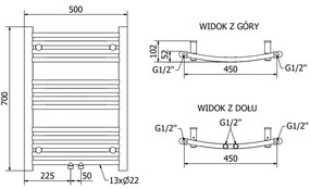 Mexen Ares koupelnový radiátor 700 x 500 mm, 286 W, Bílá - W102-0700-500-00-20