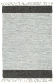 vidaXL Ručně tkaný koberec Chindi kůže 190x280 cm světle šedý a černý