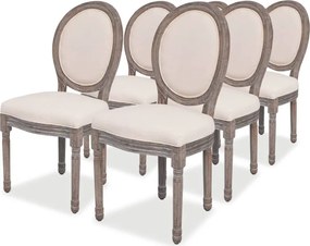 vidaXL Jídelní židle 6 ks krémové textil [274620]