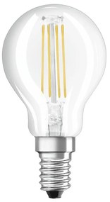 Průhledná LED stmívatelná žárovka E14 4,8 W CLASSIC P, studená bílá