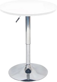 Barový stůl s nastavitelnou výškou, bílá, průměr 60 cm, BRANY 2 NEW