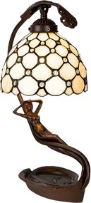 Krémová stolní lampa Tiffany Millie - 28*20*41 cm E14/max 1*25W
