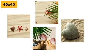 Set obrazů zátiší písečné pláže Varianta: 4x 60x60