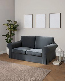 Potah na pohovku IKEA  Ektorp 2-místná, nerozkládací barva šedá látka sametová