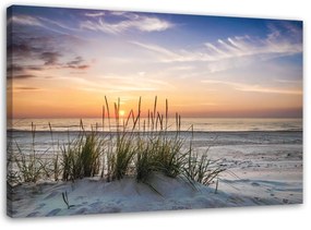 Obraz na plátně, Západ Slunce na Pláži - 60x40 cm