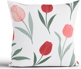 MK Lůžkoviny Bavlněný povlak na polštář Renforcé 40 x 40 cm - Květy tulipánů červené