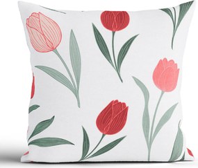 MK Lůžkoviny Bavlněný povlak na polštář Renforcé 40 x 40 cm - Květy tulipánů červené