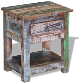 Odkládací stolek zásuvka masivní recyklované dřevo 43x33x51 cm - Default Title