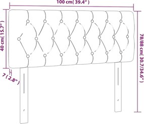 Čelo postele s LED tmavě hnědé 100 x 7 x 78/88 cm textil 3121941