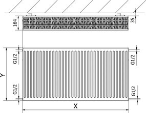 Mexen C33, panelový radiátor 600 x 2600 mm, boční připojení, 6070 W, bílá, W433-060-260-00