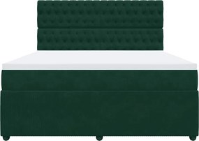 Box spring postel s matrací tmavě zelená 180x200 cm samet 3292415