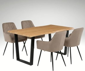 Vikio Jídelní set pro 4 osoby 160x90 cm dub noha U béžová židle s područkami VJS166-4CA
