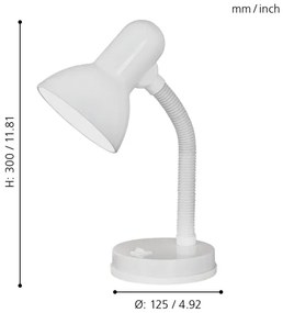 EGLO 9229 - Stolní lampa BASIC 1xE27/40W bílá