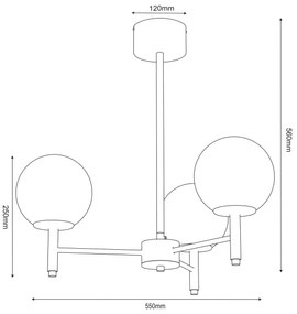 Lustr na tyči AWINION 3xE27/15W/230V bílá/zlatá/černá