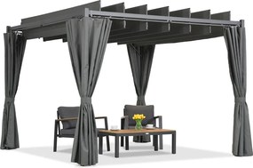 Antracitová pergola Malaga 3x4 m se závěsy Garden Point