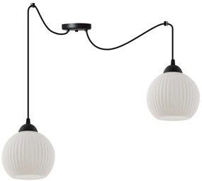 Závěsné svítidlo Riffle Round Spider, 2x bílé skleněné stínítko, b