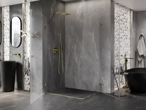 Mexen Lunar-B Duo, výklopný sprchový kout 100 x 80 cm, 8mm čiré sklo, zlatý matný profil, 832-100L-080P-55-00