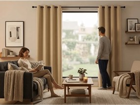 Závěs OXFORD 140x270 cm, béžový Zavěšení: Řasící páska