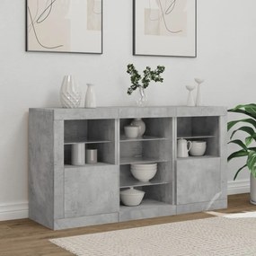 Příborník s LED osvětlením betonově šedý 123 x 37 x 67 cm 3209082