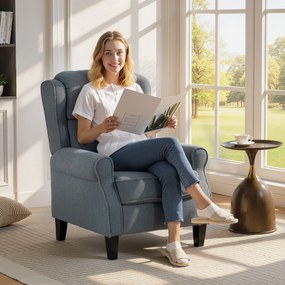 HOMCOM nastavitelná relaxační křeslo z teddym fleece, relaxační křeslo s vysouvací podnožkou, polstrované sedadlo, šedá 83B-604V00GY
