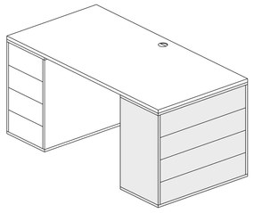 PLAN Kancelářský zásuvkový díl BLOCK Wood, nízký, 4 zásuvky, dub přírodní