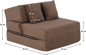 Skládací matrace/křeslo, 2v1, světle hnědá, PELOS