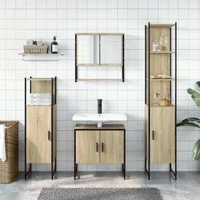 vidaXL 4dílný set koupelnového nábytku kompozitní dřevo [3214711] Barva: šedá sonoma