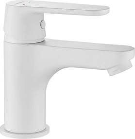 Kuchinox Dima, umyvadlová baterie včetně odtokové zátky ClickClack h-132, bílá matná, LAV-BQD_622D