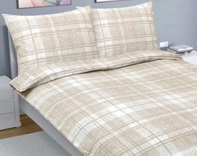 Bellatex Krepové povlečení na dvoudeku Béžová,Bílá 180x220 cm, 2ks 70x90 cm
