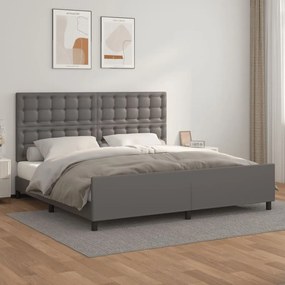 Rám postele s čelem šedý 200x200 cm umělá kůže 3125595