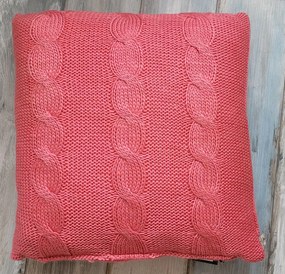 Malinovo růžový pletený polštář Lodge Raspberry - 60*60cm