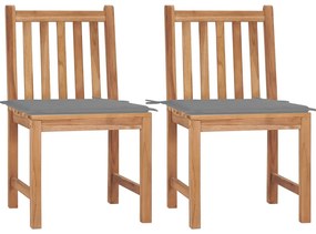 Zahradní židle 2 ks s poduškami masivní teakové dřevo,  3062917