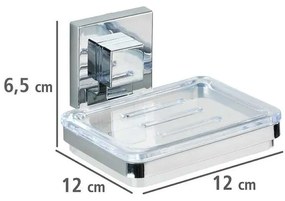 Samodržící plastová sada doplňků do koupelny v leskle stříbrné barvě Quadro – Wenko