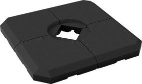 Outsunny Sada 4 kusů stojanů na slunečníky pro patio nebo zahradu, plnitelná vodou 80 kg nebo pískem 120 kg, stabilní 100x100x9,5 cm, černá