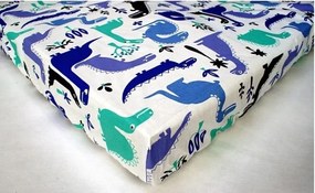 Nadia Dětské bavlněné prostěradlo 200x120cm různé vzory Barva: Dinosauři nebesky modrá