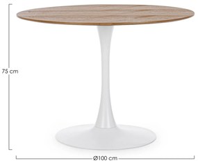 BIZZOTTO Hnědo-bílý kulatý stůl BLOOM 100 cm 0732978