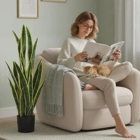 Outsunny Sansevieria umělá rostlina v květináči pro venkovní a vnitřní použití s 21 tvarovatelnými listy, Ø20x90 cm