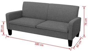 vidaXL Marketos 3místná pohovka 180 x 65 x 76 cm tmavě šedá