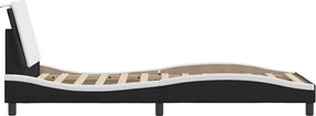 Rám postele bez matrace Zadar černý a bílý 90 x 190 cm umělá kůže 3208154