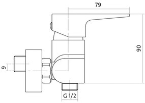 CERSANIT - Sprchová baterie VIGO jednopáková, nástěnná, bez přepínače, CHROM S951-035
