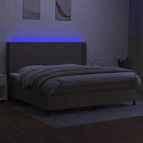 Box spring postel s matrací a LED taupe 200x200 cm textil 3138265