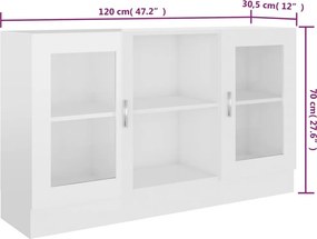 vidaXL Prosklená skříň 120 x 30,5 x 70 cm dřevotříska [815628] Barva: Černá