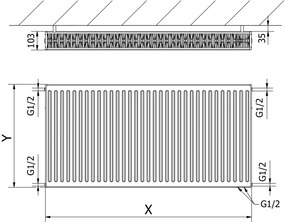 Mexen CV22, panelový radiátor 600 x 2000 mm, spodní připojení, 3305 W, černá, W622-060-200-70