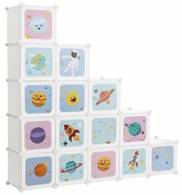 Songmics Organizér na hračky 15 boxů, vesmír 153 x 31 x 153 cm