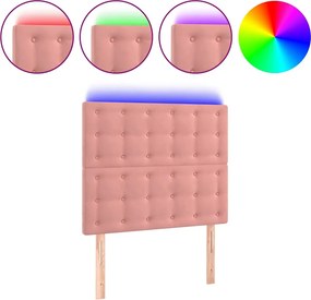 Čelo postele s LED růžové 100x5x118/128 cm samet 3122905
