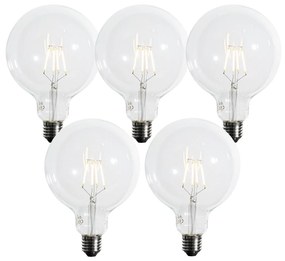 Sada 5x E27 3stupňově stmívatelné LED spirálové vlákno G125 4W 450 lm 2700K