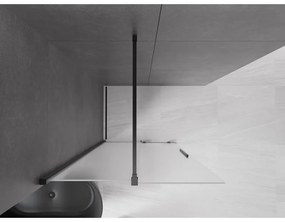 Mexen Velar, sprchová zástěna s posuvnými dveřmi Walk-in 75 x 200 cm, 8mm sklo námraza, černá matná, 871-075-000-33-70